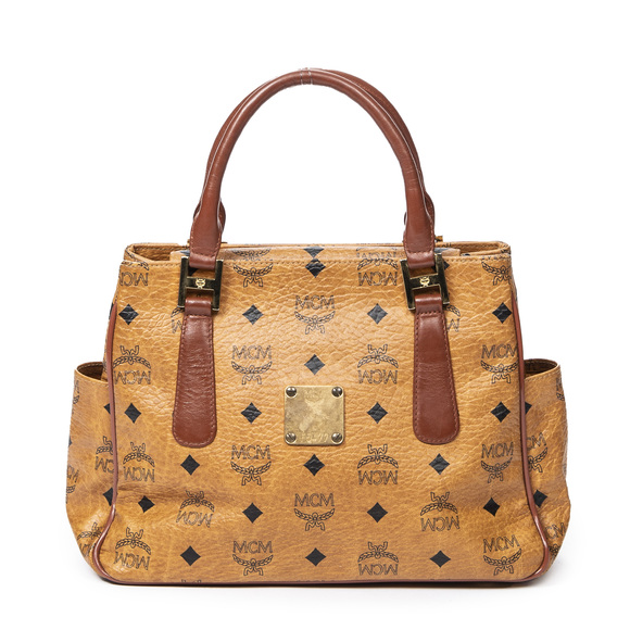 MCM | Bags | Mcm Vintage Side Pocket Satchel In Cognac Visetos Coated ...